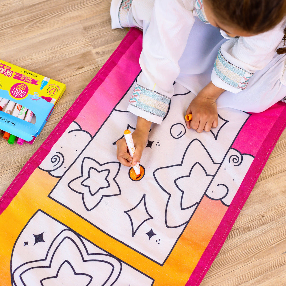 Orange stars colouring prayer mat – Craft Pop